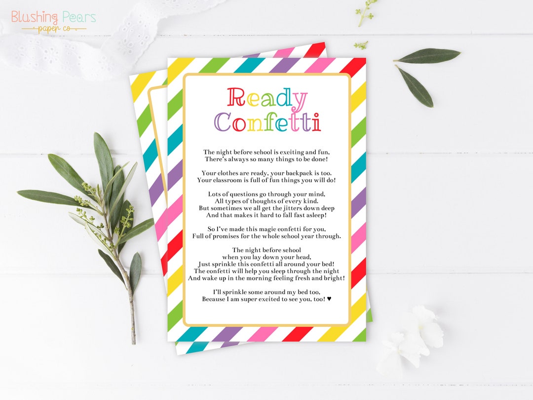 Ready Confetti, Back to School, First Day of School, Back to School ...