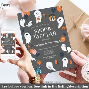 Spooky Halloween Ghost Birthday Party Invitation, Cute Ghost Birthday ...