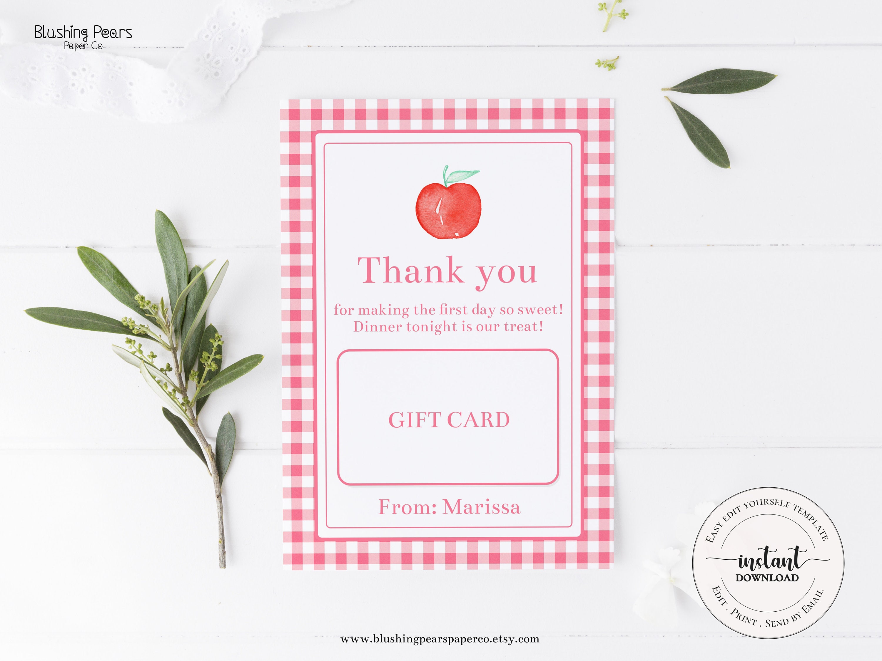 Teacher Appreciation Gift Card Printable, Back to School Gift Card ...