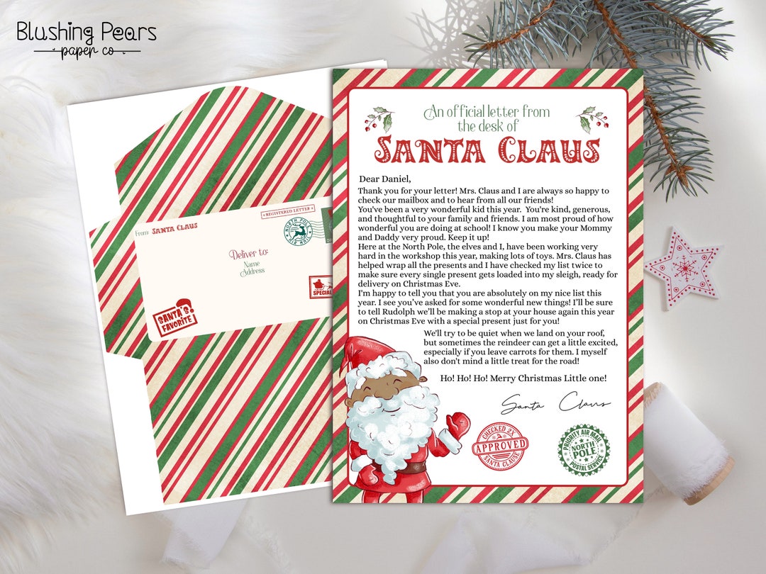 Black Santa Letter, Personalized Letter From Santa, Printable Template ...