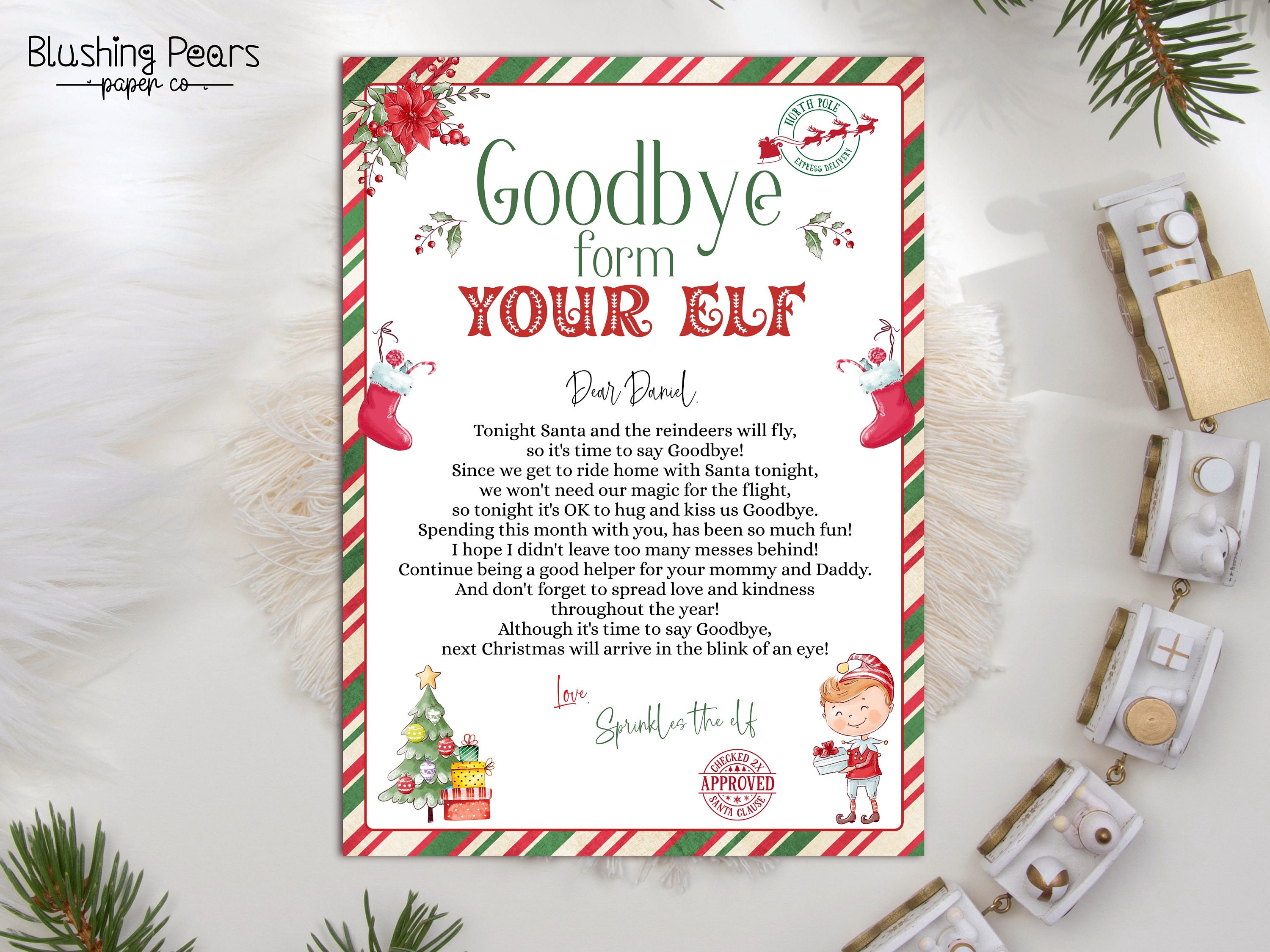 Boy Elf Goodbye Letter, From Elf Bye for Now Letter, Goodbye Letter ...
