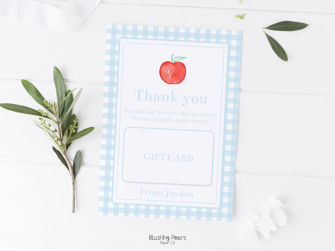 Teacher Appreciation Gift Card Printable, Back to School Gift Card ...