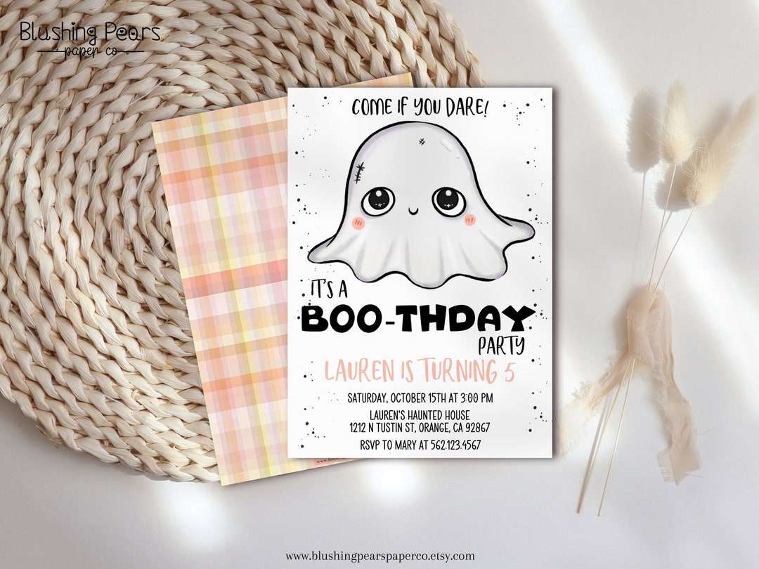 Halloween Ghost Birthday Invitation, Boo Girly Ghost Birthday, Kids ...