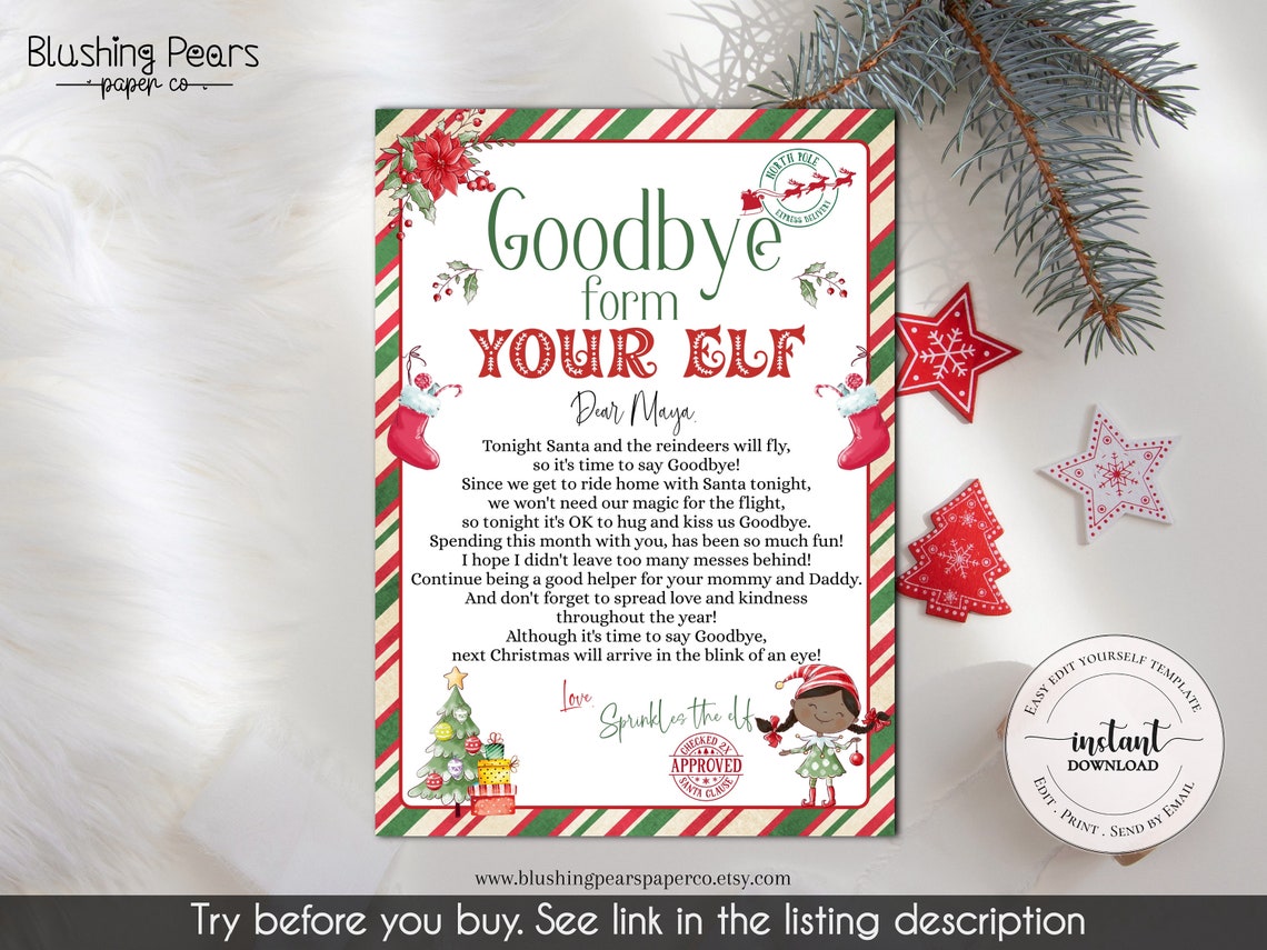 Black Elf Letter Bundle, Girl Elf Return Letter, Christmas Elf I'm Back ...