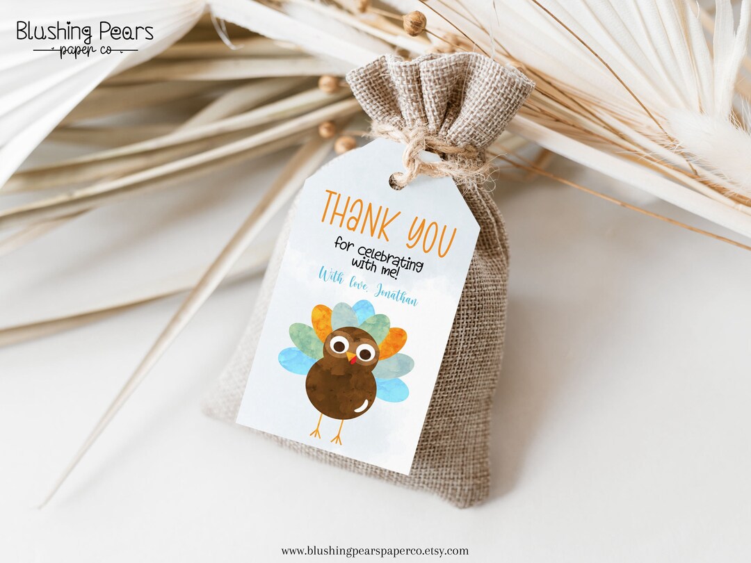 Our Little Turkey is Turning One Thank You Tag, Thanksgiving Theme ...