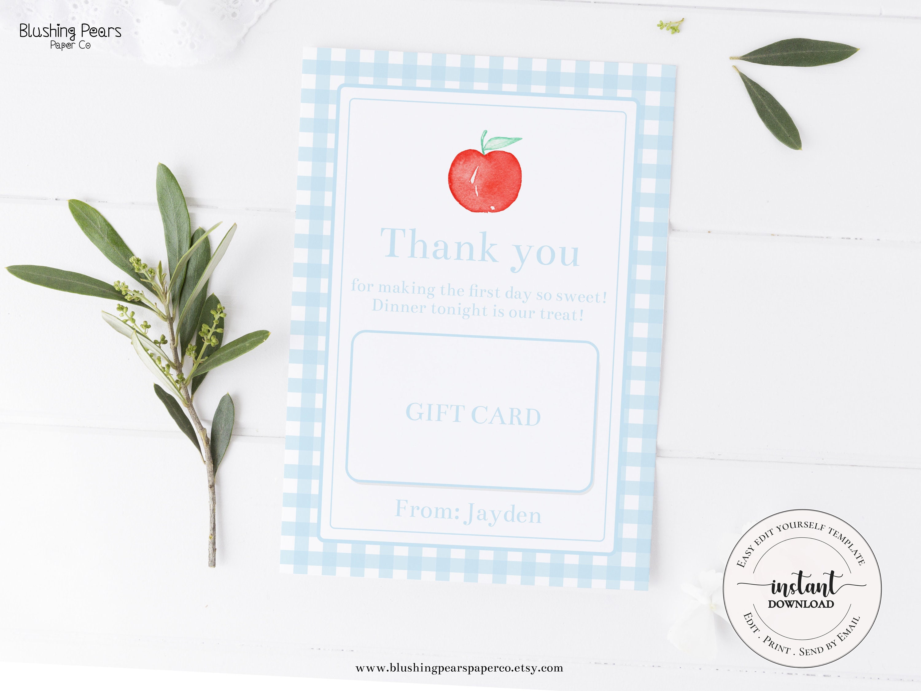 Teacher Appreciation Gift Card Printable, Back to School Gift Card ...
