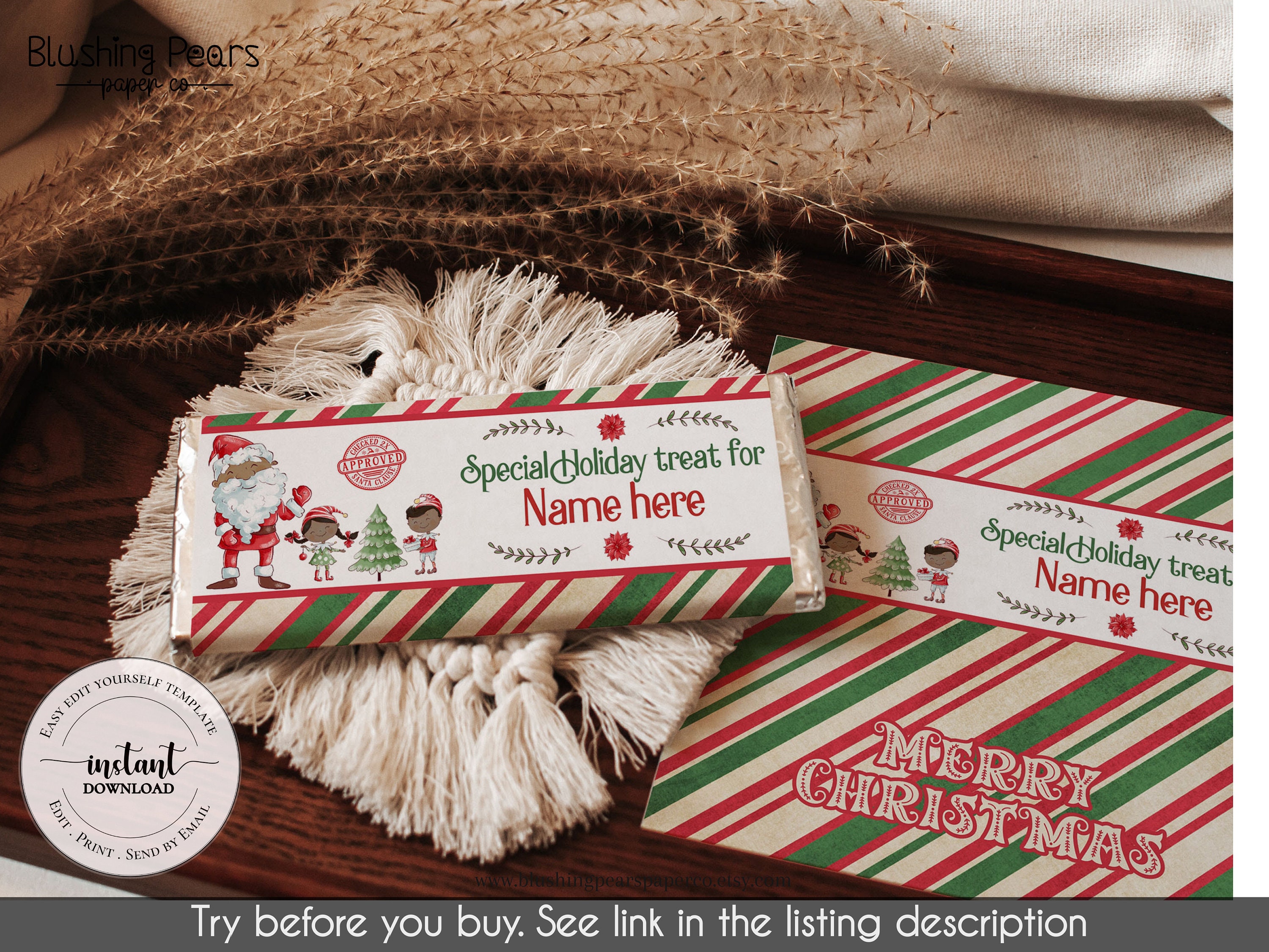 Christmas Treats, Chip Bag Chocolate Wrapper Juice Pouch Label, Black ...