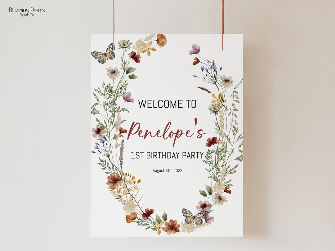 Wildflower Birthday Welcome Sign, Our Wildflower is Turning One Welcome ...