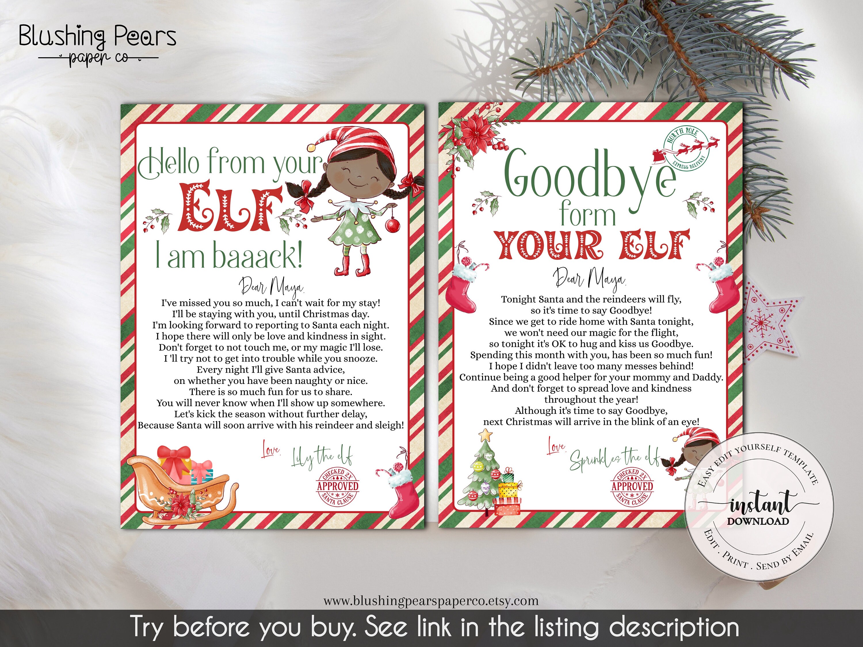 Black Elf Letter Bundle, Girl Elf Return Letter, Christmas Elf I'm Back ...