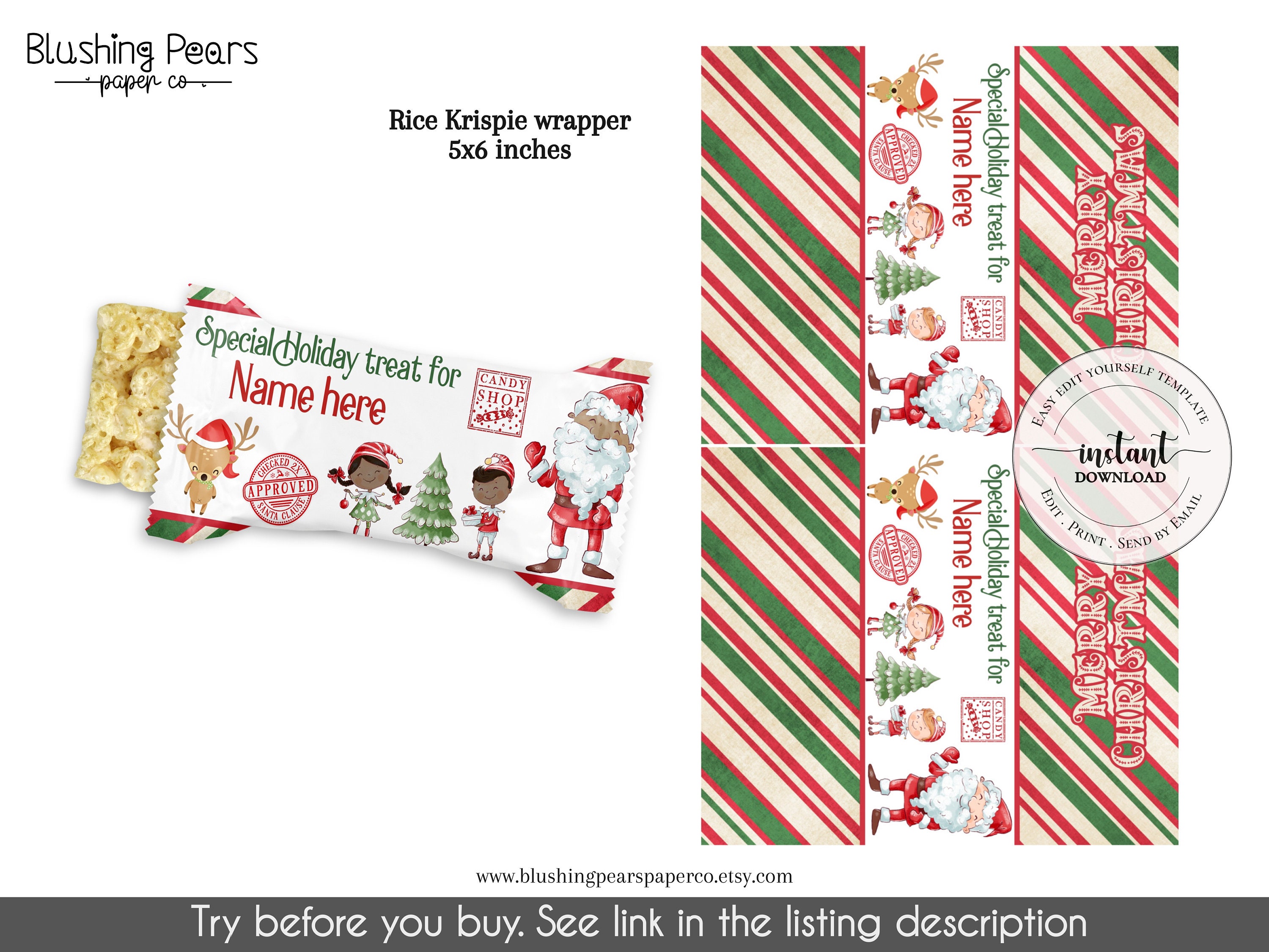 Christmas Treats, Chip Bag Chocolate Wrapper Juice Pouch Label, Santa ...