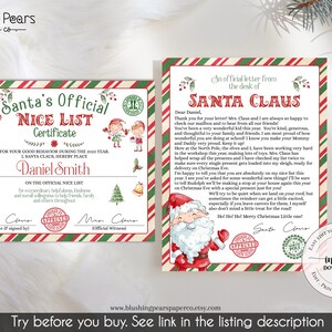 Letter From Santa and Santa Nice List Certificate Bundle, Personalized ...