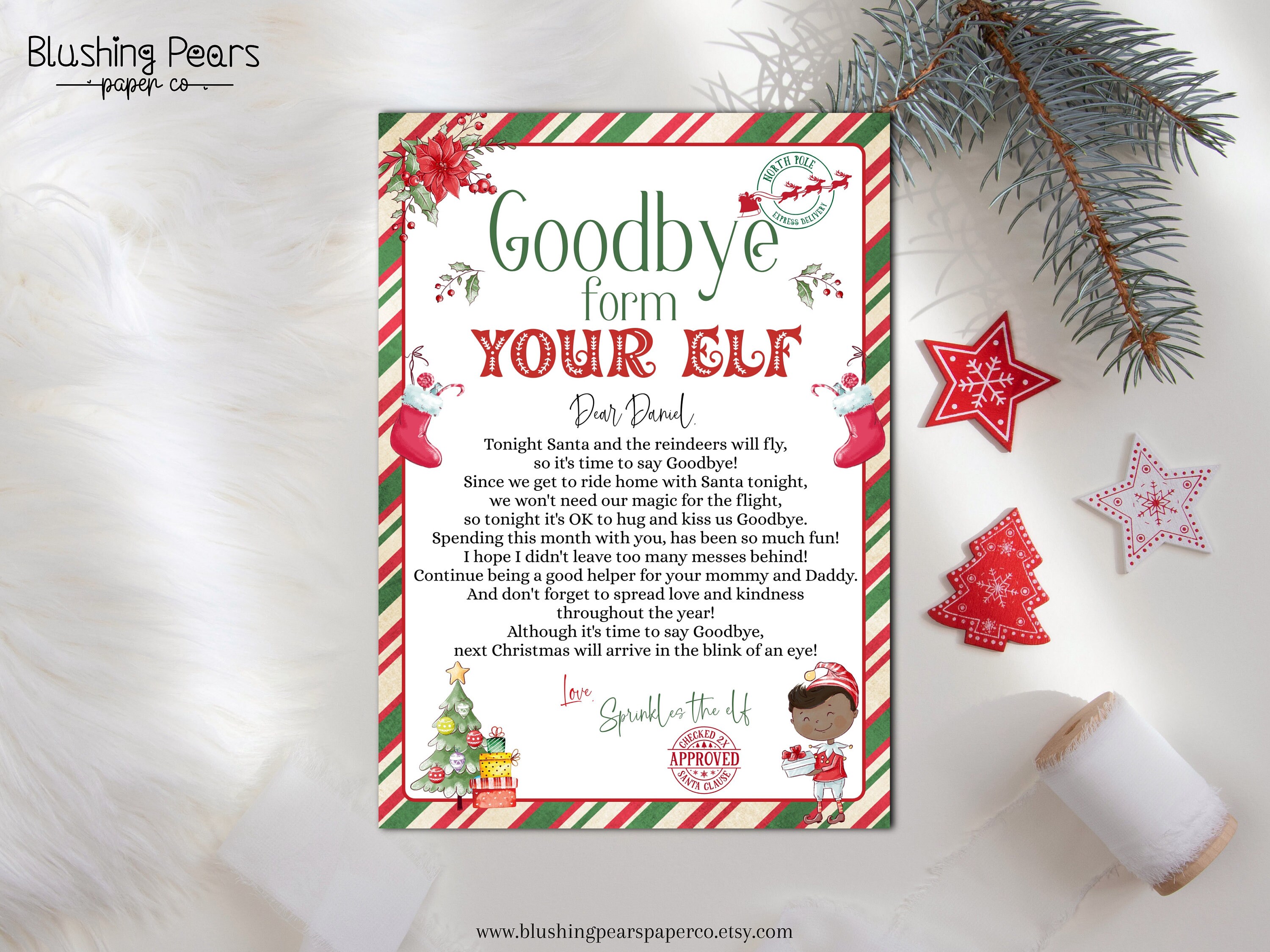 Black Boy Elf Goodbye Letter, From Black Elf Bye for Now Letter ...