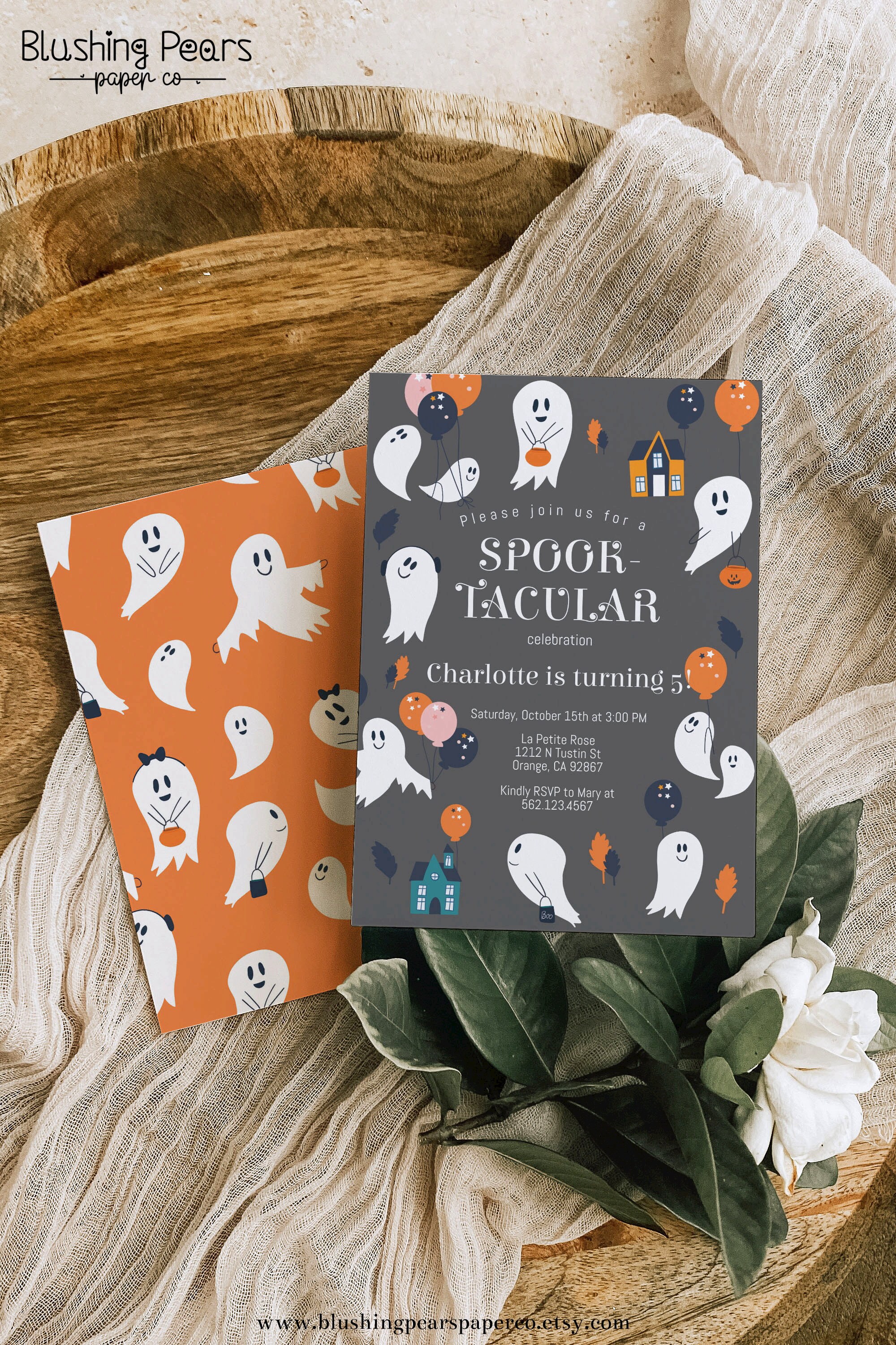 Spooky Halloween Ghost Birthday Party Invitation, Cute Ghost Birthday ...