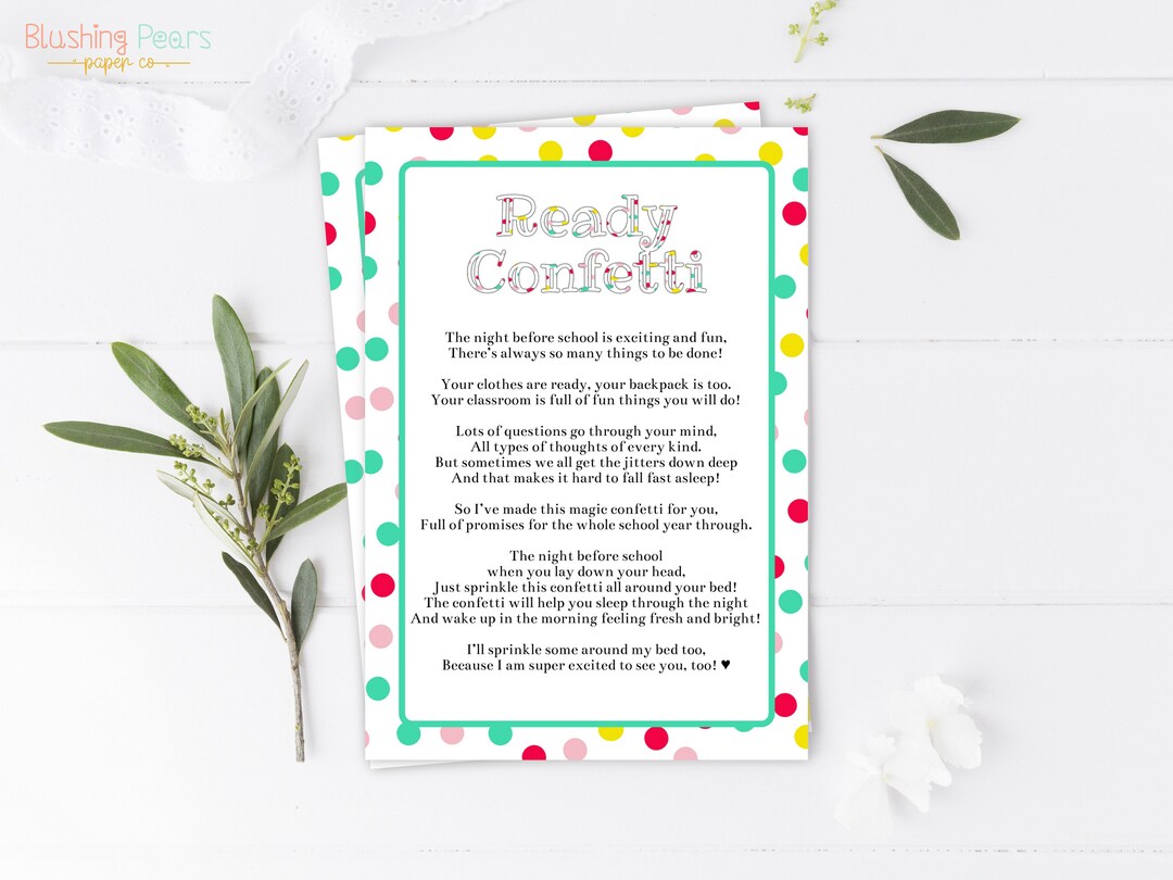 Ready Confetti, Back to School, First Day of School, Back to School ...