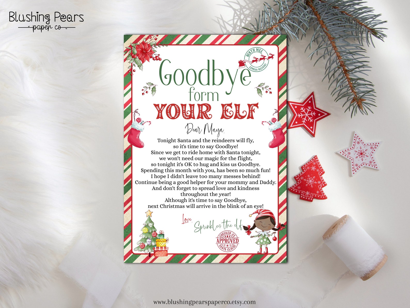 Black Girl Elf Goodbye Letter, From Black Elf Bye for Now Letter ...