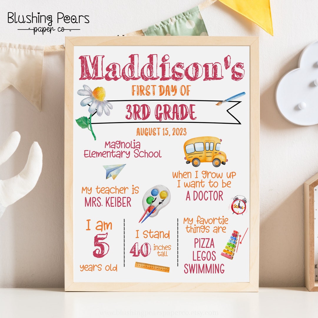 Back to School Sign, First Day of School Sign, Personalized First Day ...