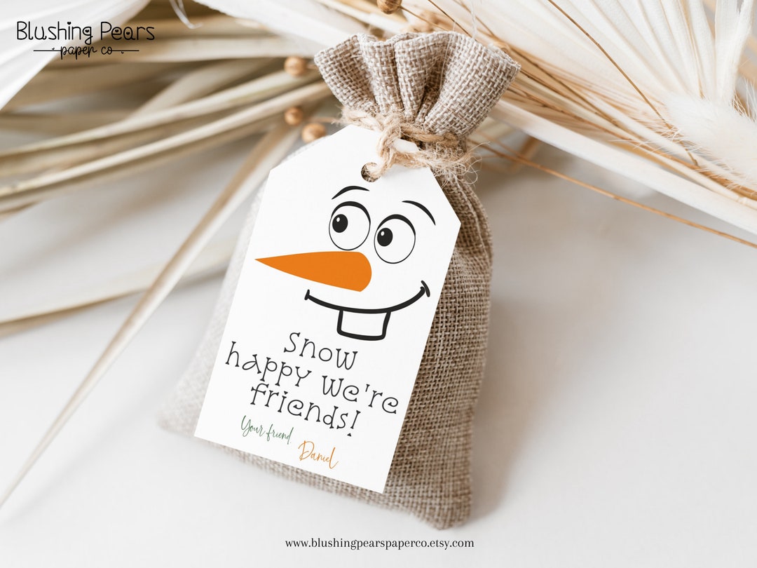 Christmas Gift Tag Template, Printable Kids Snowman Holiday Treat Bag ...