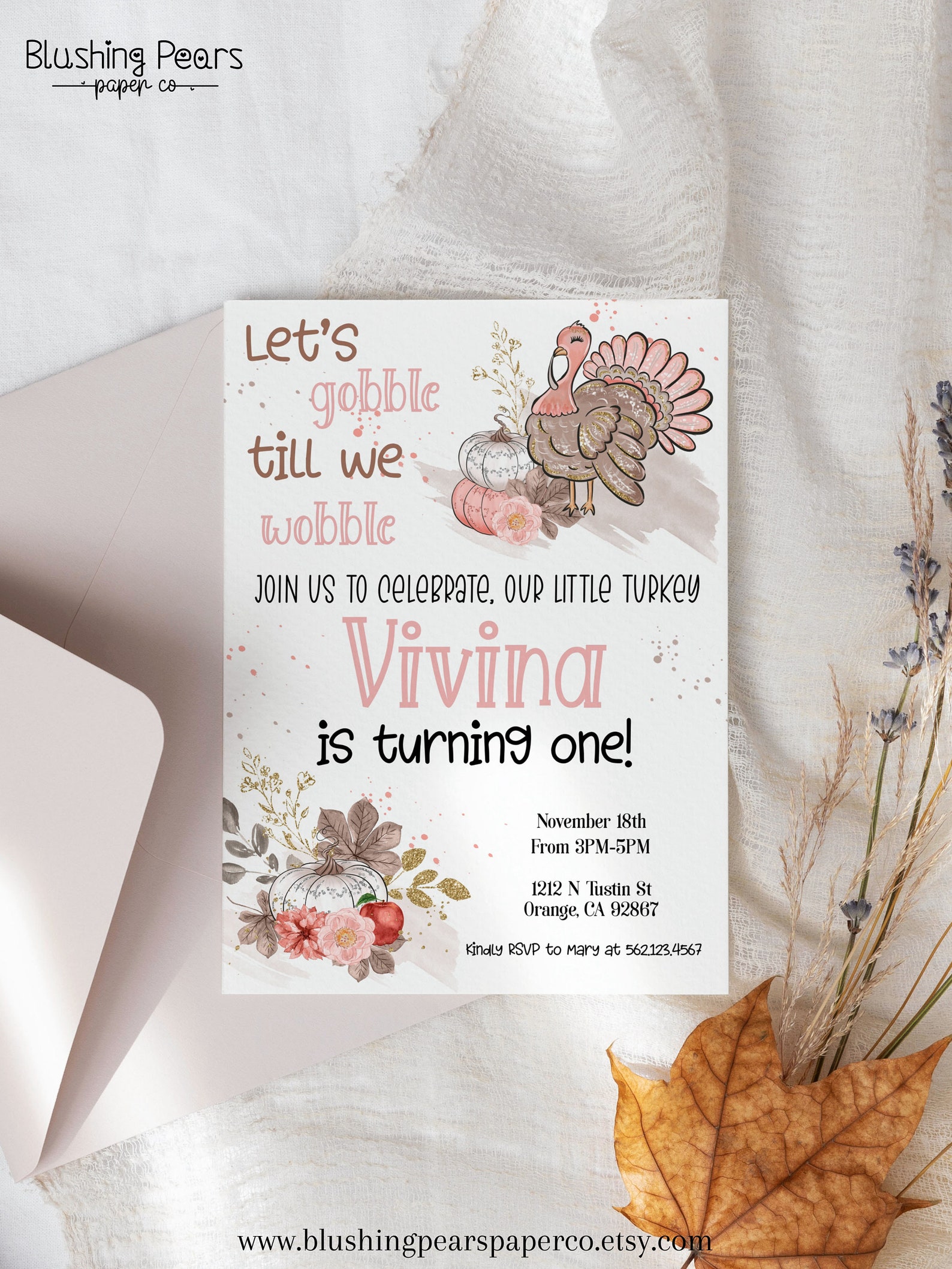 Our Little Turkey is Turning One Birthday Invitation, Thanksgiving ...