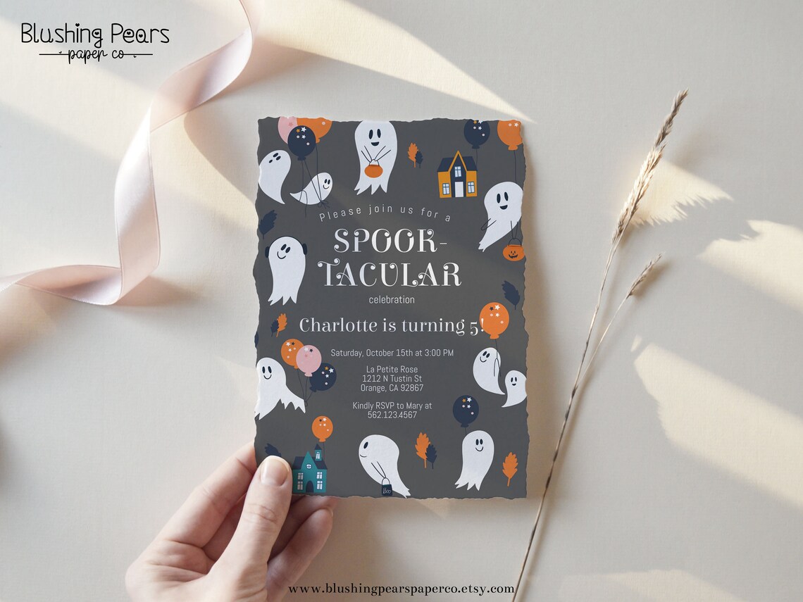 Spooky Halloween Ghost Birthday Party Invitation Cute Ghost - Etsy