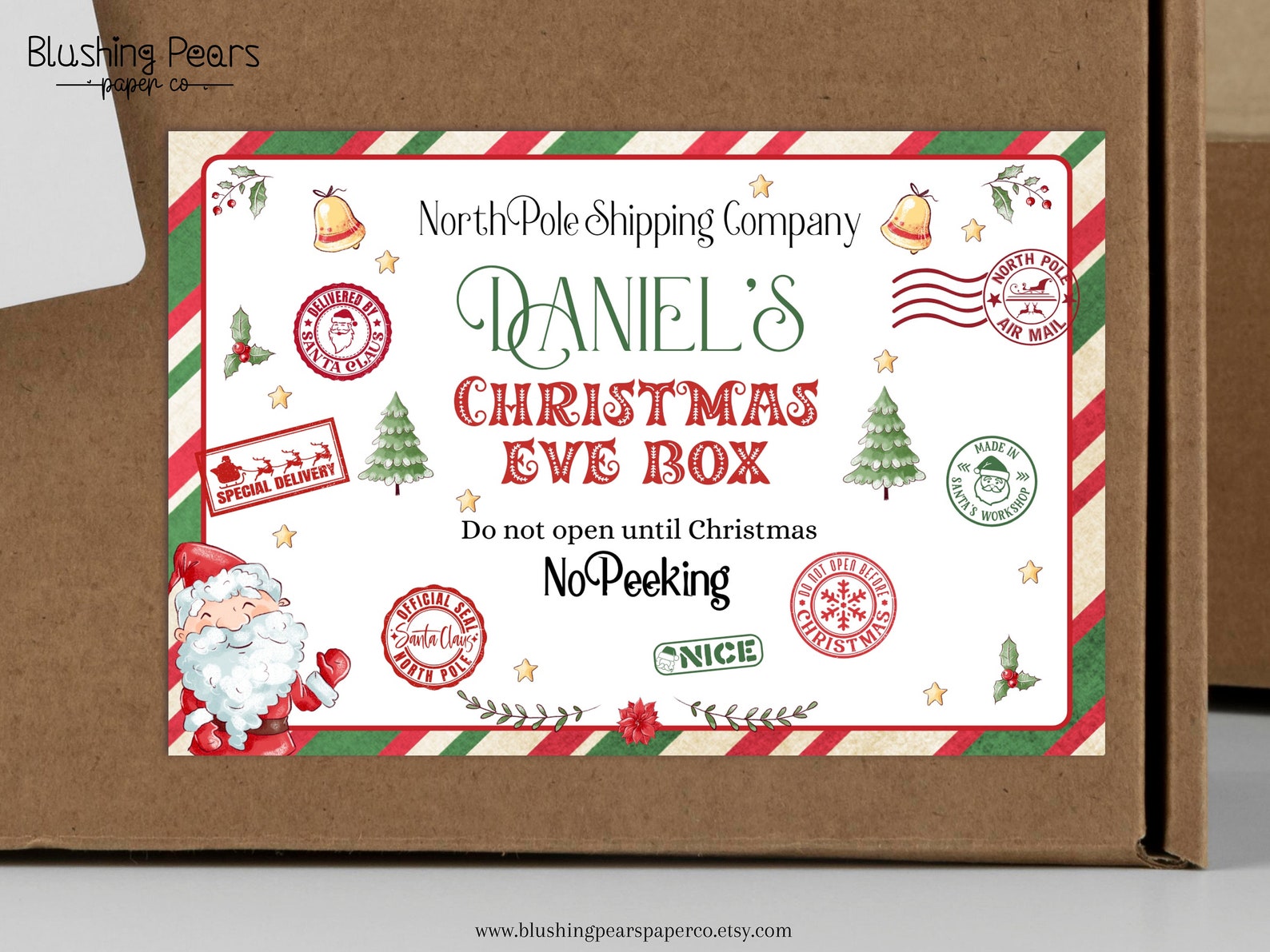 Christmas Eve Box Label, Personalized Eve Box Label, Printable Template ...