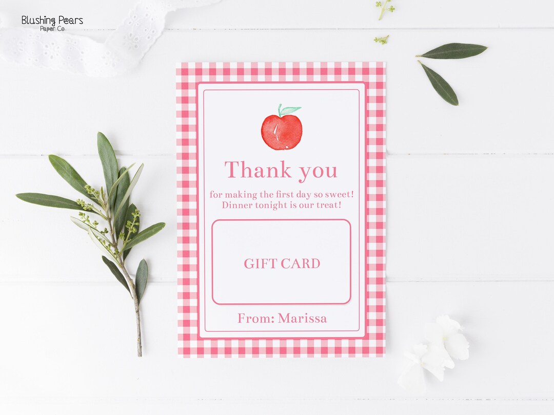 Teacher Appreciation Gift Card Printable, Back to School Gift Card ...