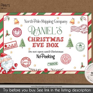 Christmas Eve Box Label, Personalized Eve Box Label, Printable Template ...