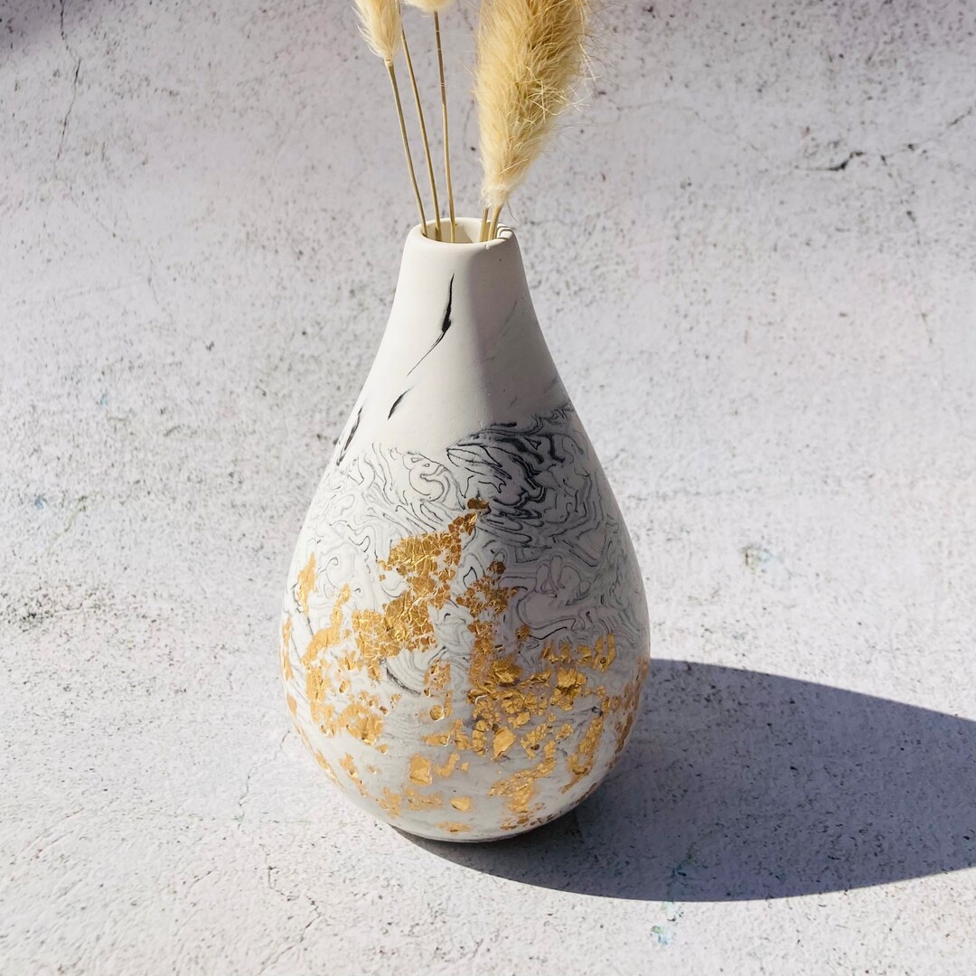 Handmade Droplet Bud Vase | Marbled Vase for Dried Flowers | Bunny Tail ...