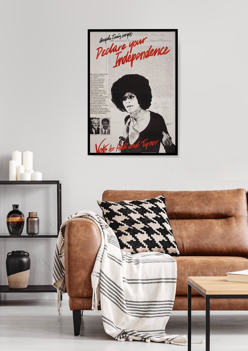 Angela Davis Black Panthers Vintage Poster Black Woman Wall Art Digital ...