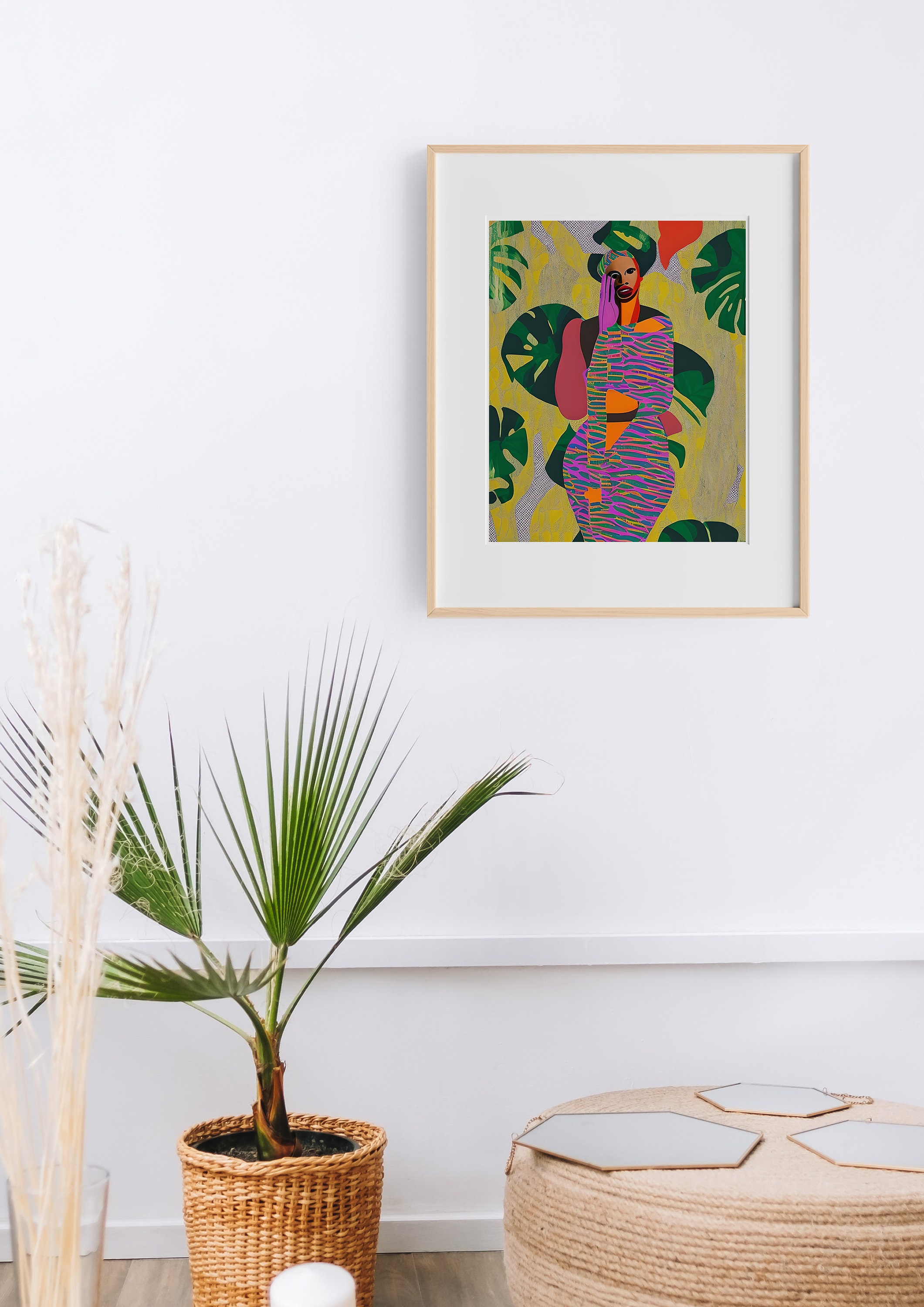 Abstract Black Woman, Mixed Media Art, African Woman Wall Art, Afro ...