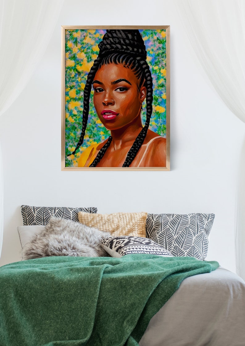 Black Girl With Braids, Black Girl Wall Art, Black Woman Abstract Art, African Woman Wall Art ...