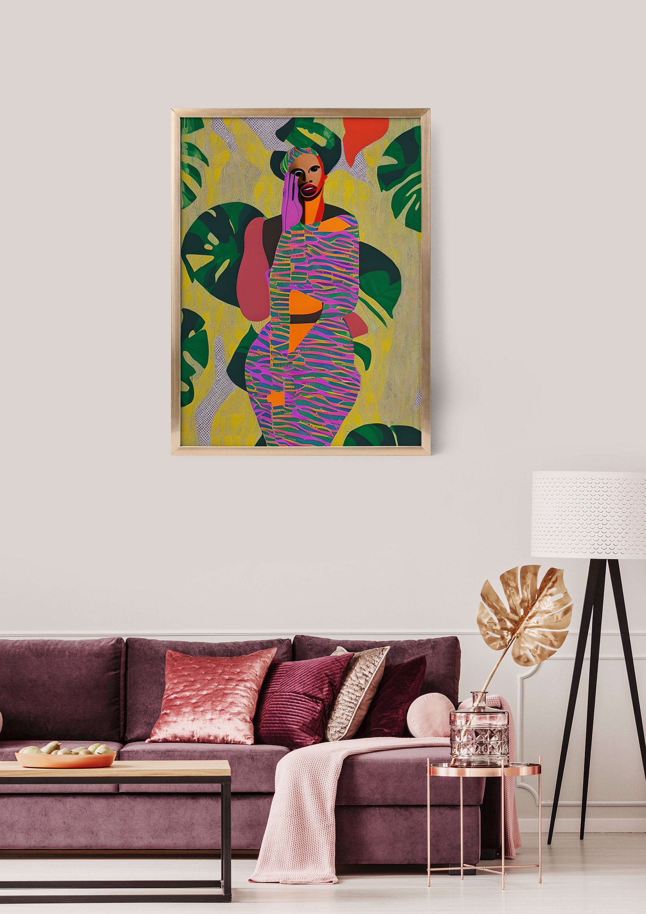 Abstract Black Woman, Mixed Media Art, African Woman Wall Art, Afro ...
