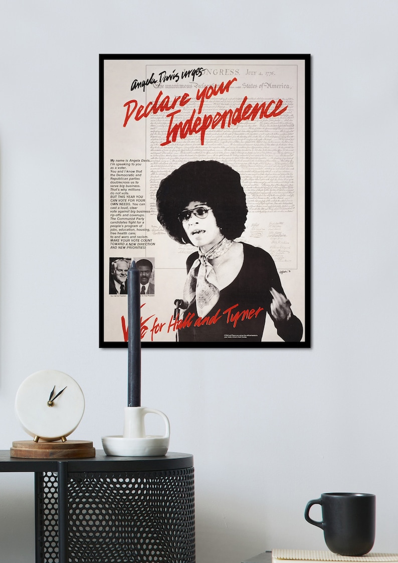 Angela Davis Black Panthers Vintage Poster Black Woman Wall Art Digital ...