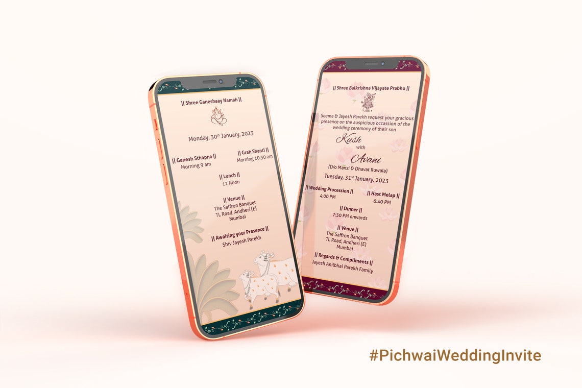 Pichwai Theme Wedding Invite, Indian Traditional Wedding Invite ...
