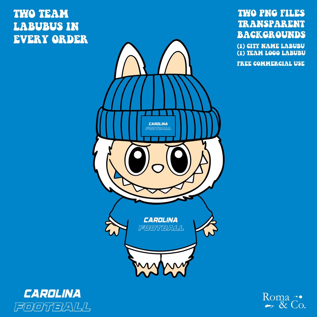 Cute Labubu Football Carolina | Game Day Team Spirit PNG | NFL Football ...