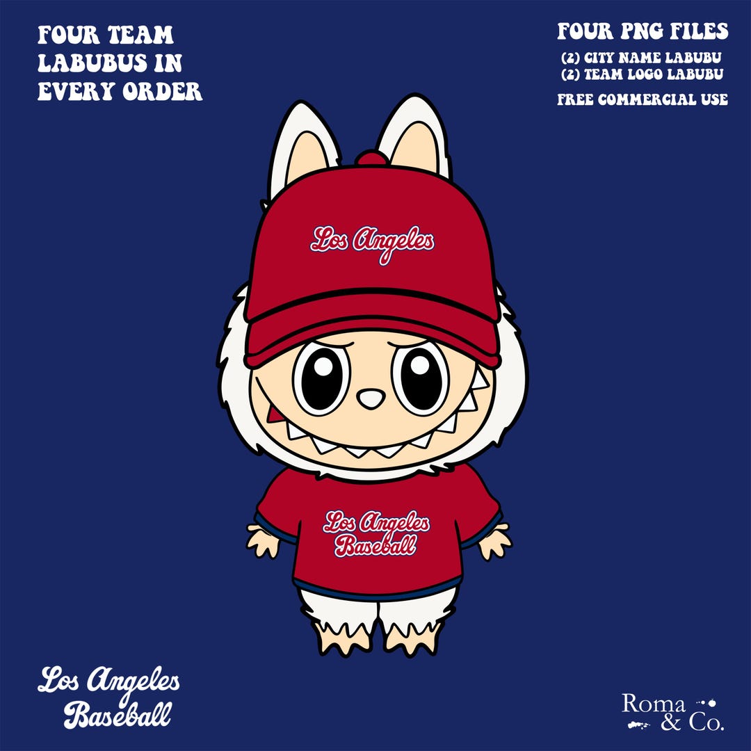 Cute Labubu Baseball Los Angeles | Game Day Spirit PNG | MLB Baseball ...