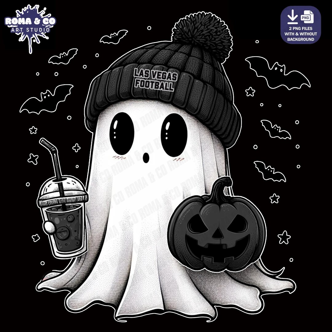 Cute Ghost Football Las Vegas | Fall PNG | Halloween NFL Football Fan ...