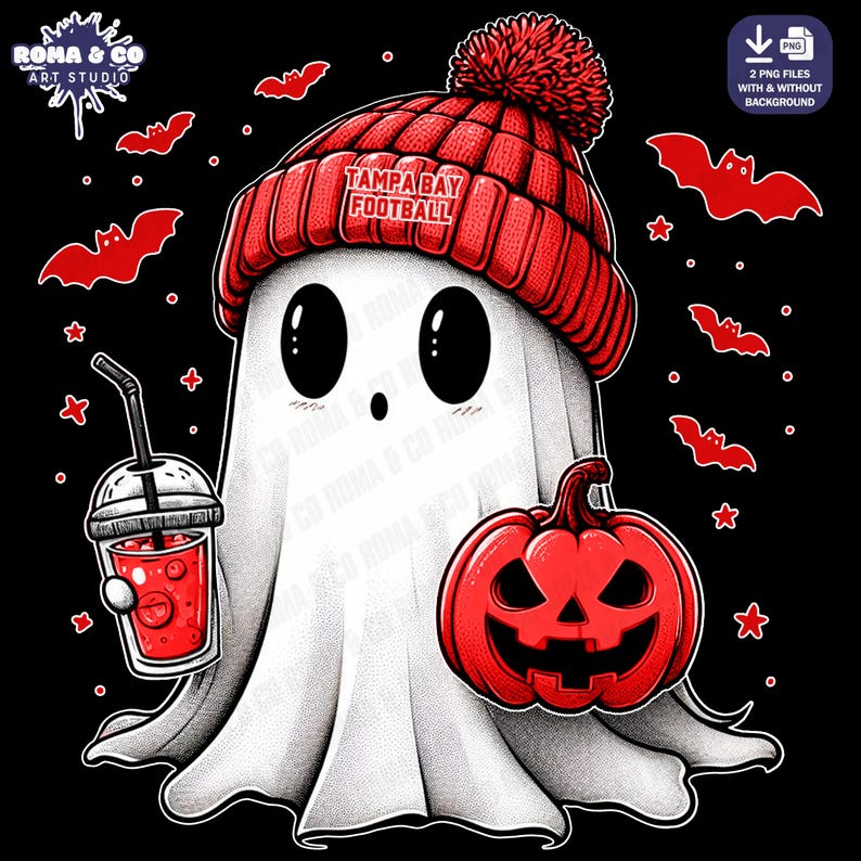 Cute Ghost Football Tampa Bay | Fall PNG | Halloween NFL Football Fan ...