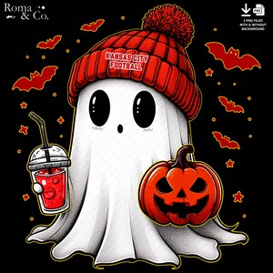 Cute Ghost Football Kansas City | Fall PNG | Halloween NFL Football Fan ...