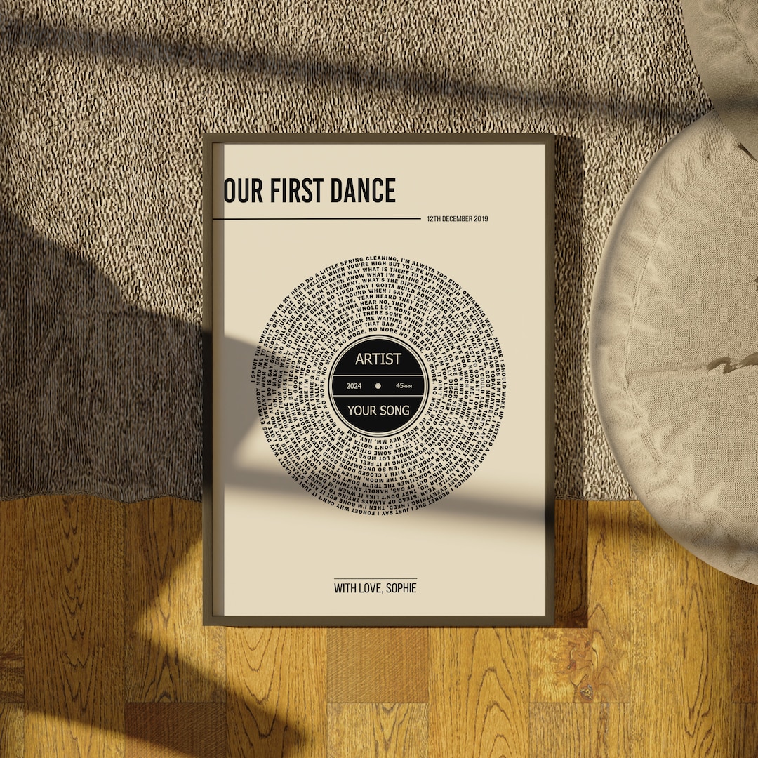 Custom Music Poster | Personalized Vinyl Lyrics Print | Wedding Song ...