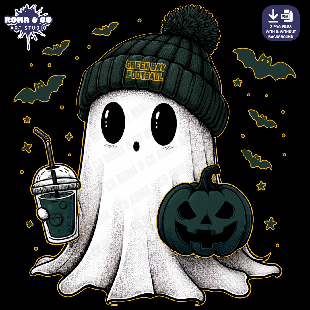Cute Ghost Football Green Bay | Fall PNG | Halloween NFL Football Fan ...