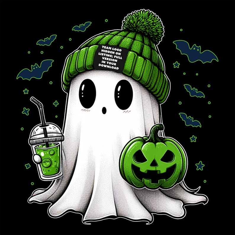 Cute Ghost Football Seattle | Fall PNG | Halloween NFL Football Fan ...