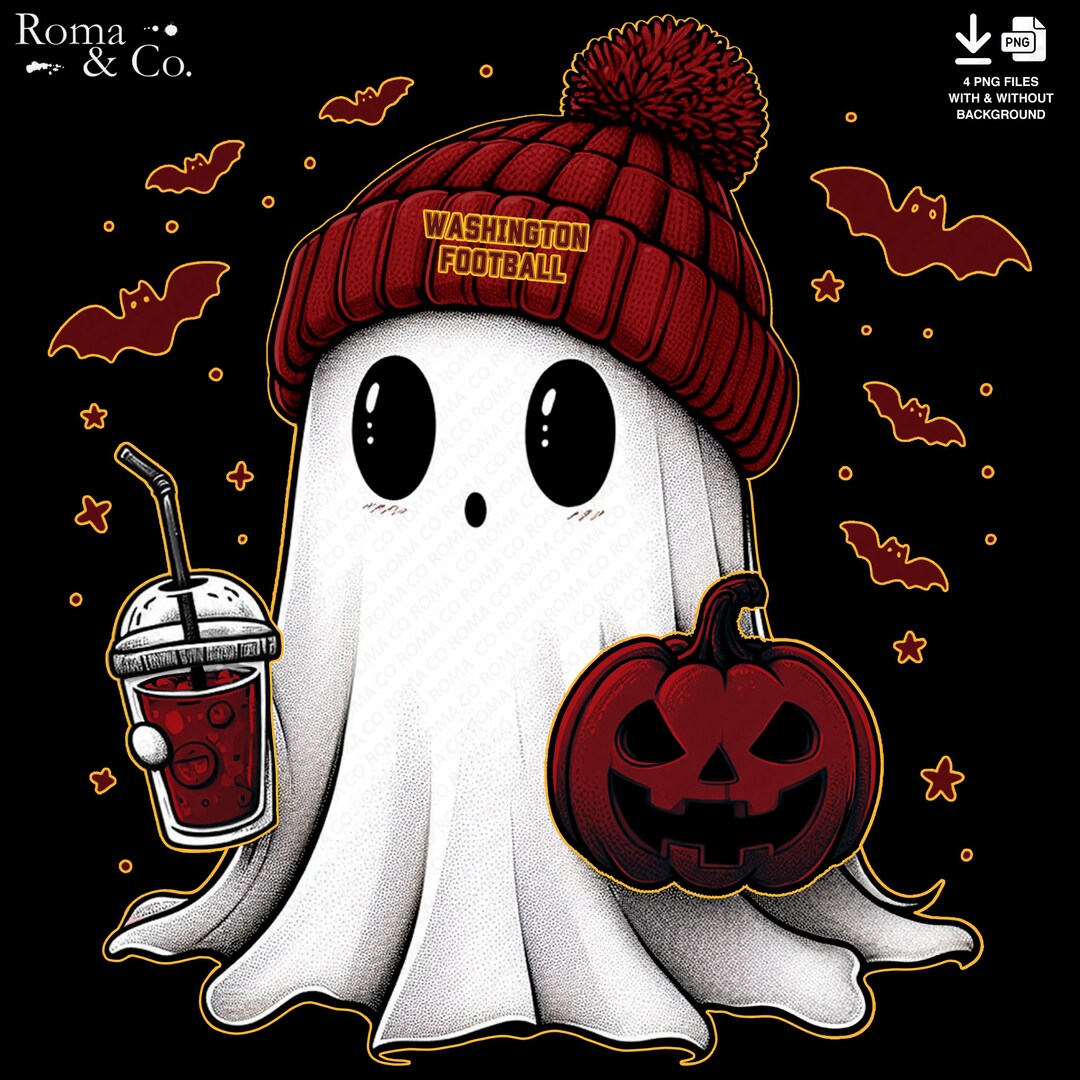 Cute Ghost Football Washington | Fall PNG | Halloween NFL Football Fan ...