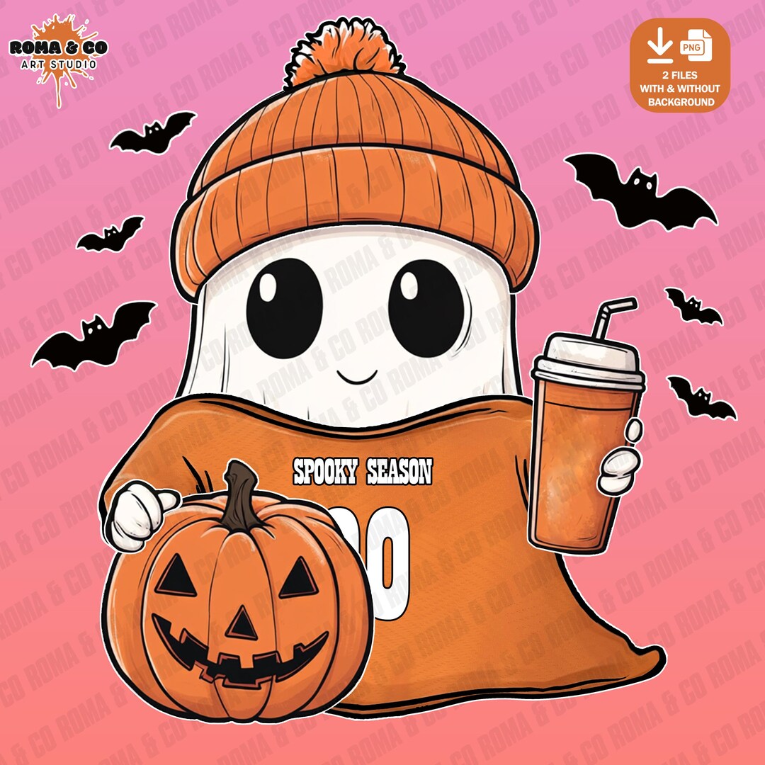 Cute Ghost Football Fall PNG | Halloween NFL Football Fan Ghost With ...