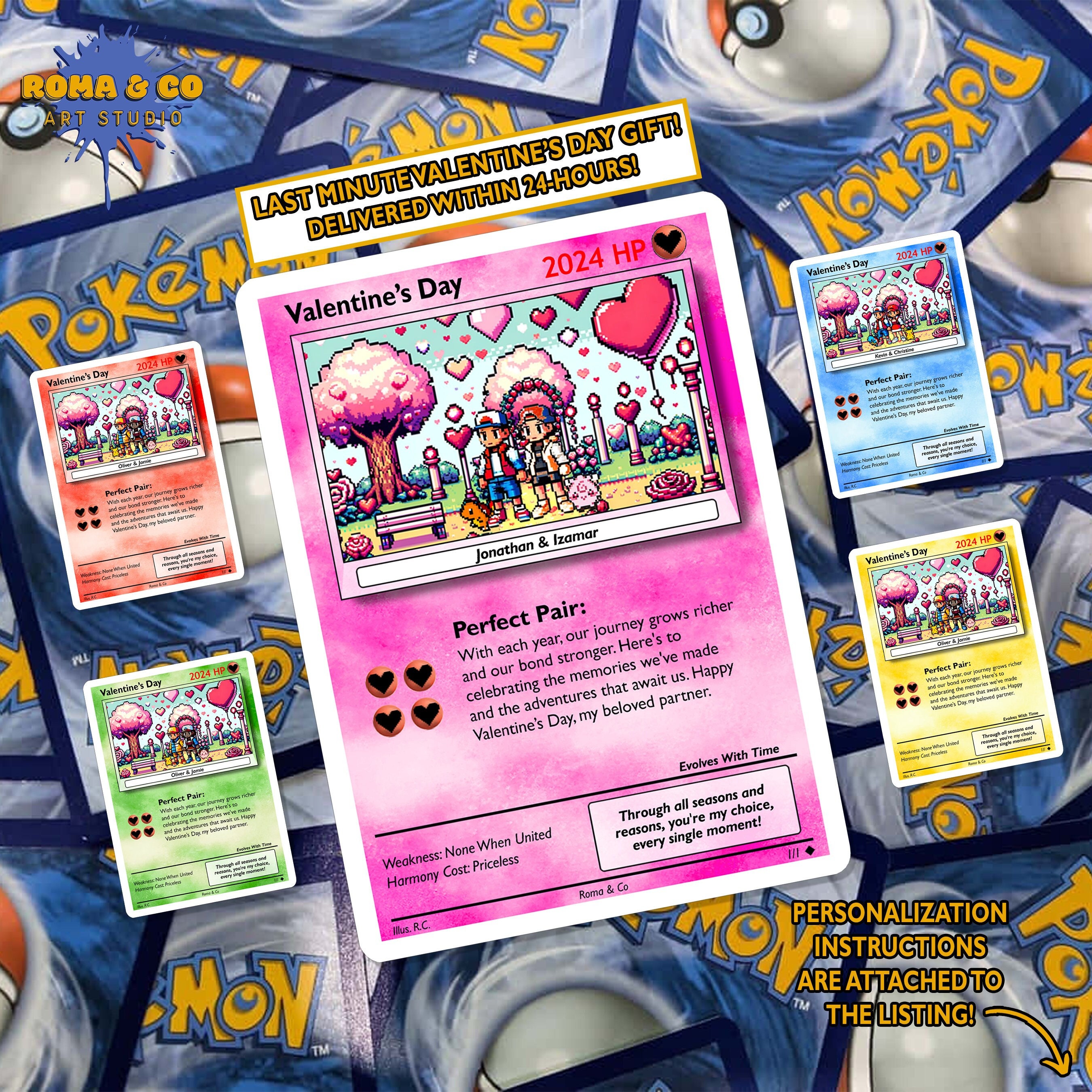 Custom Pokémon Card Personalized Valentine's Day Gift for Her for Him ...