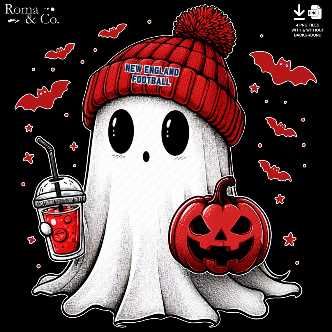 Cute Ghost Football New England | Fall PNG | Halloween NFL Football Fan ...