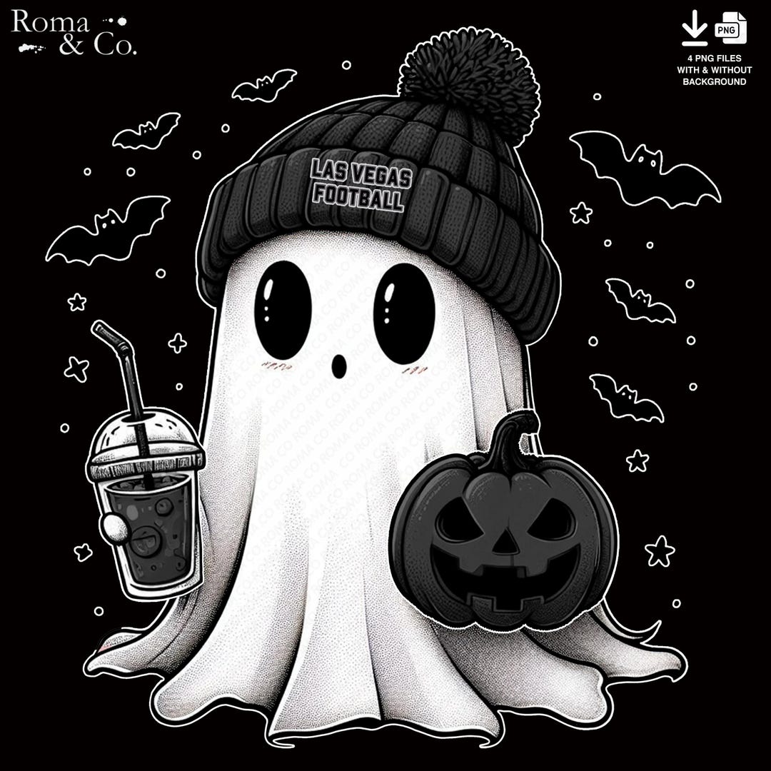 Cute Ghost Football Las Vegas | Fall PNG | Halloween NFL Football Fan ...
