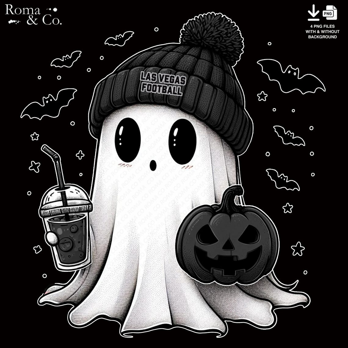 Cute Ghost Football Las Vegas | Fall PNG | Halloween NFL Football Fan ...