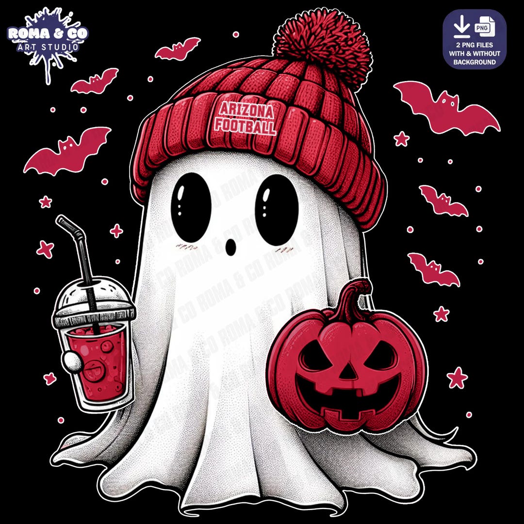Cute Ghost Football Arizona | Fall PNG | Halloween NFL Football Fan ...