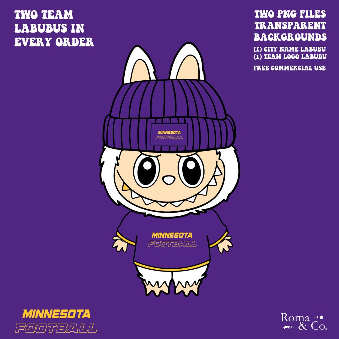 Cute Labubu Football Minnesota | Game Day Team Spirit PNG | NFL ...