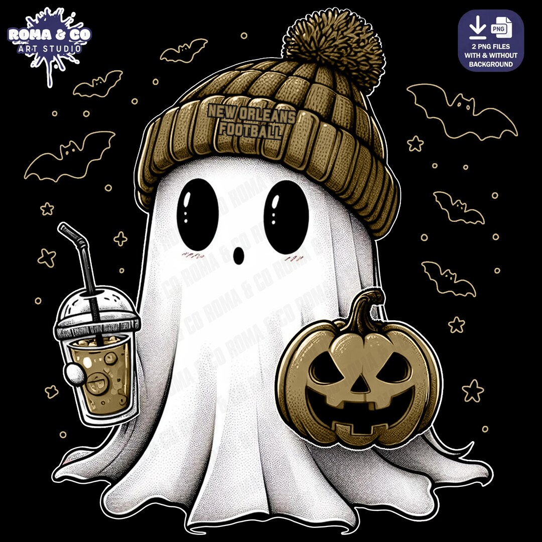 Cute Ghost Football New Orleans | Fall PNG | Halloween NFL Football Fan ...